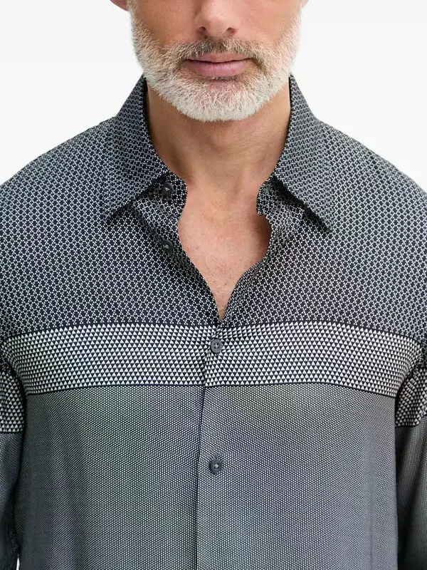 Armani Exchange Geometric-pattern Long-sleeve Shirt