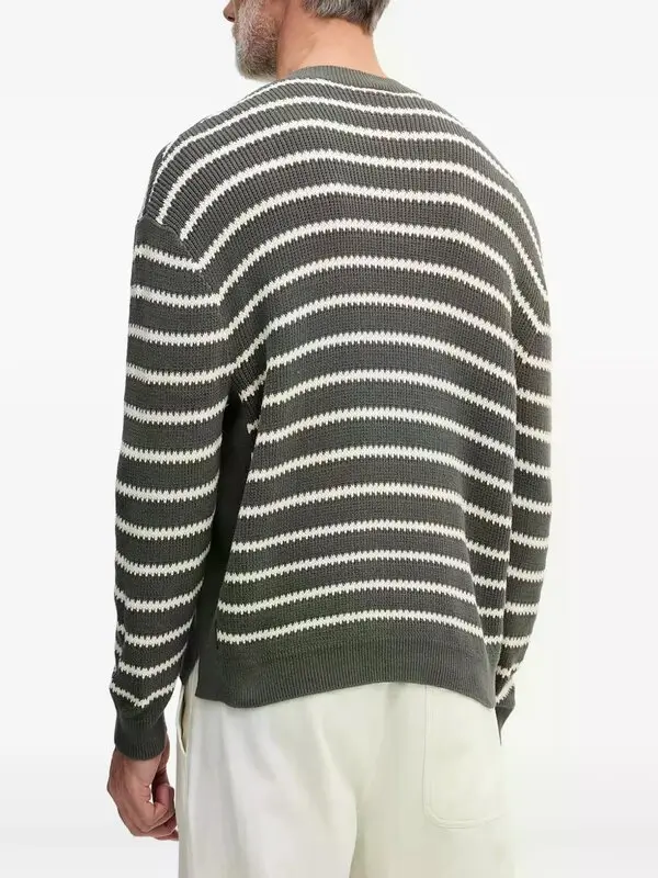 Armani Exchange Horizontal Stripe Crew Neck Sweater - Grey