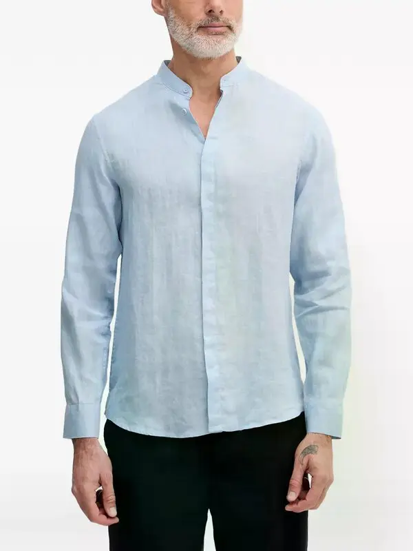 Armani Exchange Mandarin-collar Long-sleeve Shirt