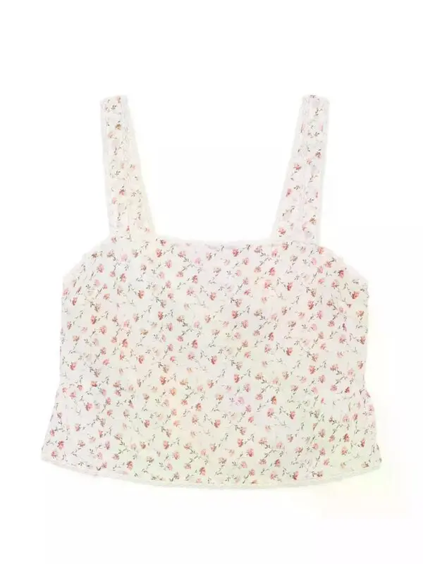 Posse Charlotte Floral Print Cotton Tank Top - Neutrals