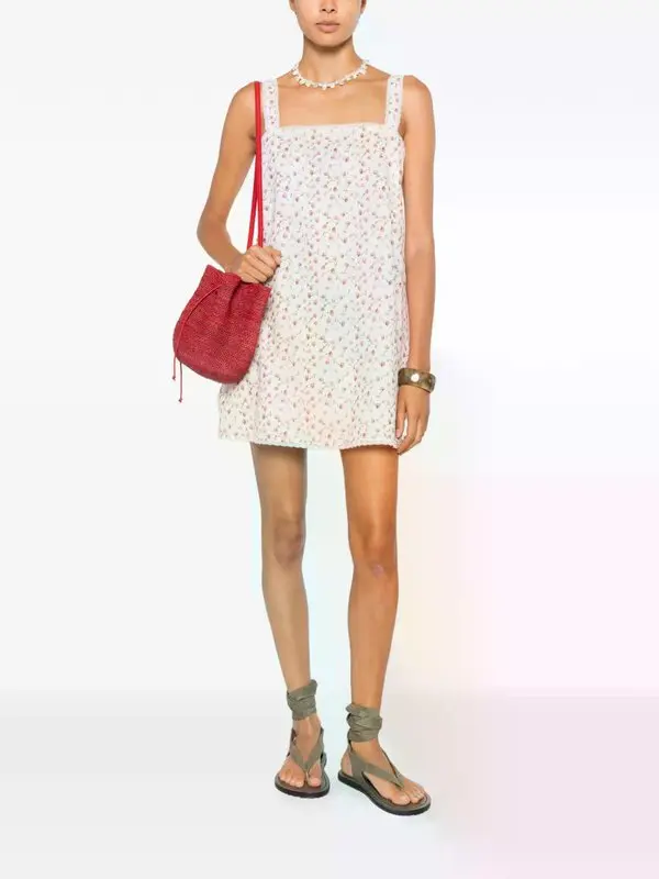 Posse Charlotte Floral-print Cotton Mini Dress - Neutrals