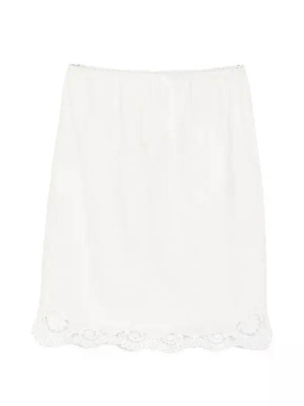 Posse Darya Lace-trim Linen Midi Skirt - Neutrals