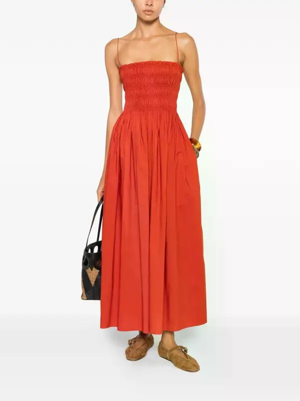 Matteau Shir Spaghetti-straps Cotton Maxi Dress - Red