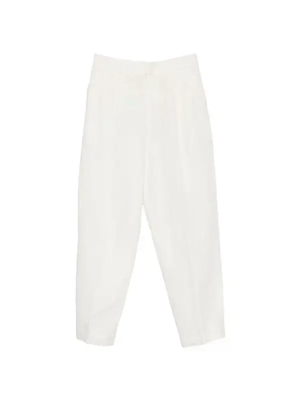 PT TORINO Pleated Cropped Trousers - White