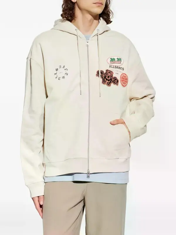 ALLSAINTS Patch Embellished Zip-up Hoodie