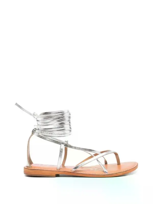 CORAL BLUE Lace-up Metallic-effect Sandals - Silver