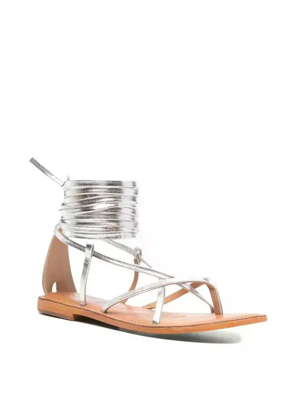 CORAL BLUE Lace-up Metallic-effect Sandals