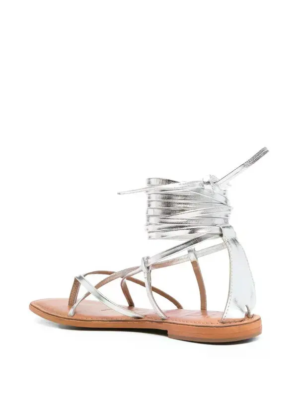 CORAL BLUE Lace-up Metallic-effect Sandals