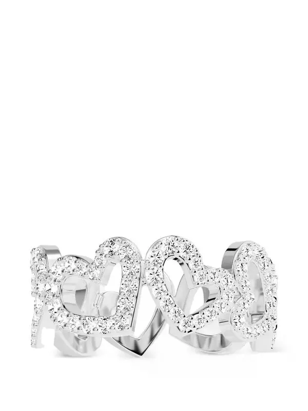 APM MONACO Asymmetric Heart Ring With Pavé Crystals