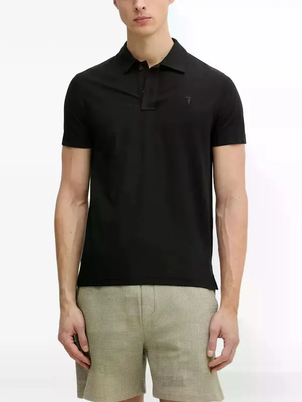 TRUSSARDI Logo-embroidered Piqué Polo Shirt - Black