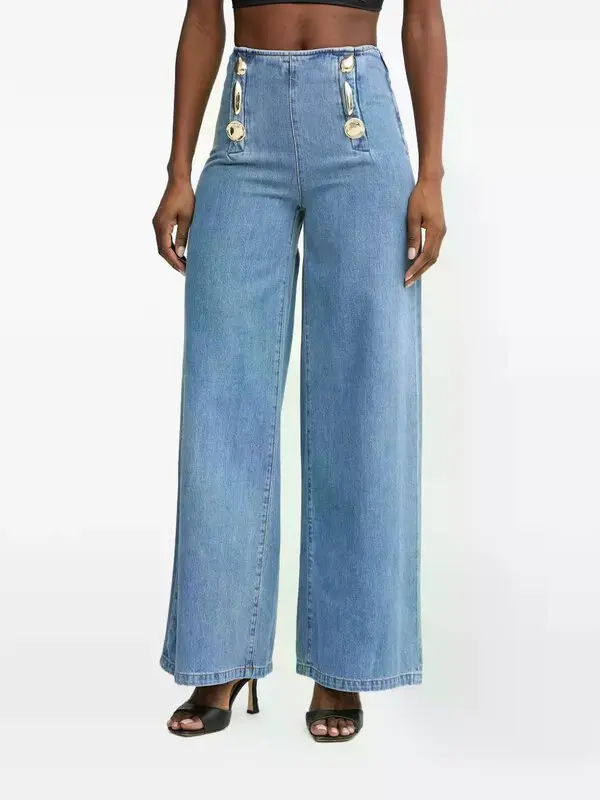 SIMONA CORSELLINI Button-embellished Jeans - Blue