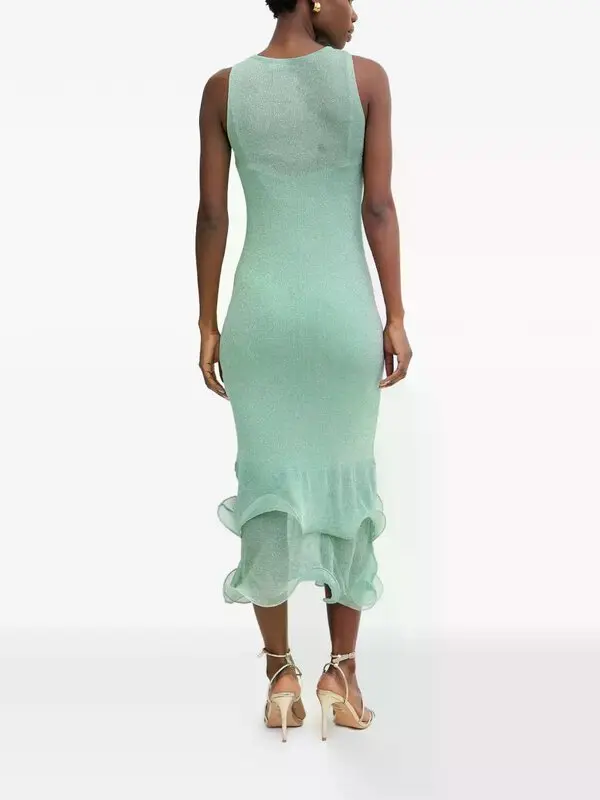 SIMONA CORSELLINI Sleeveless Ruffled Trim Knit Dress