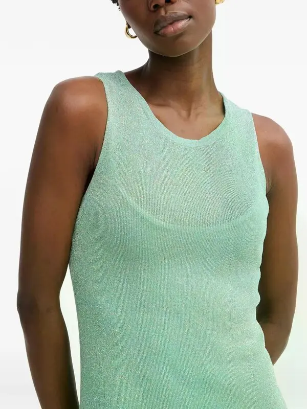 SIMONA CORSELLINI Sleeveless Ruffled Trim Knit Dress
