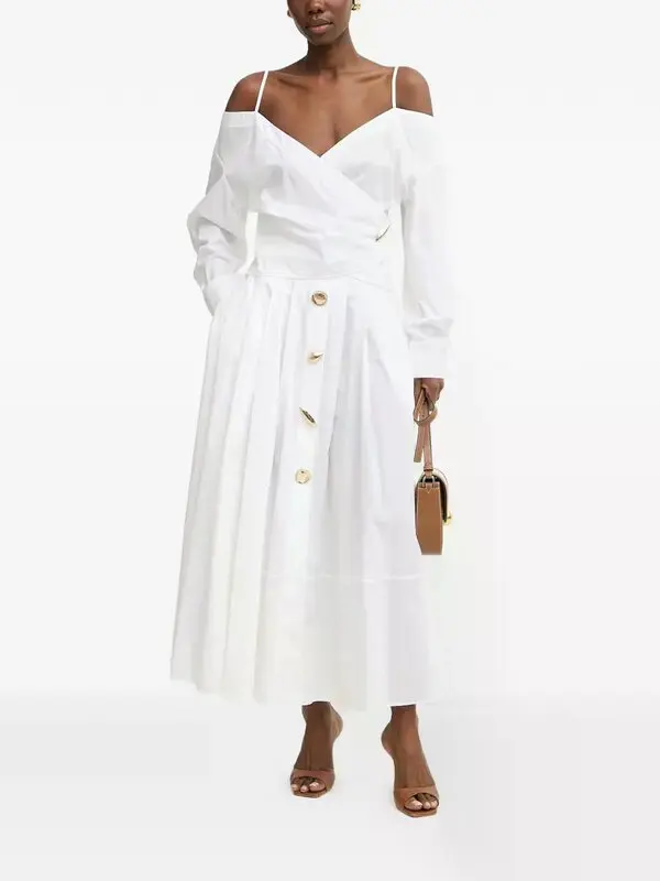 SIMONA CORSELLINI Pleated Skirt With Gold-tone Hardware - White
