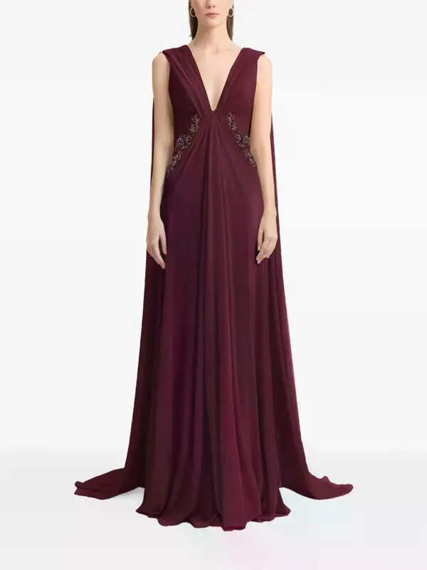 GEMY MAALOUF Embellished Cape-sleeve Dress