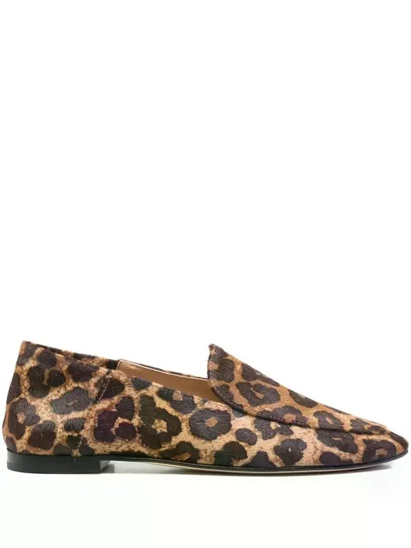 Dear Frances Animal Print Loafers - Brown