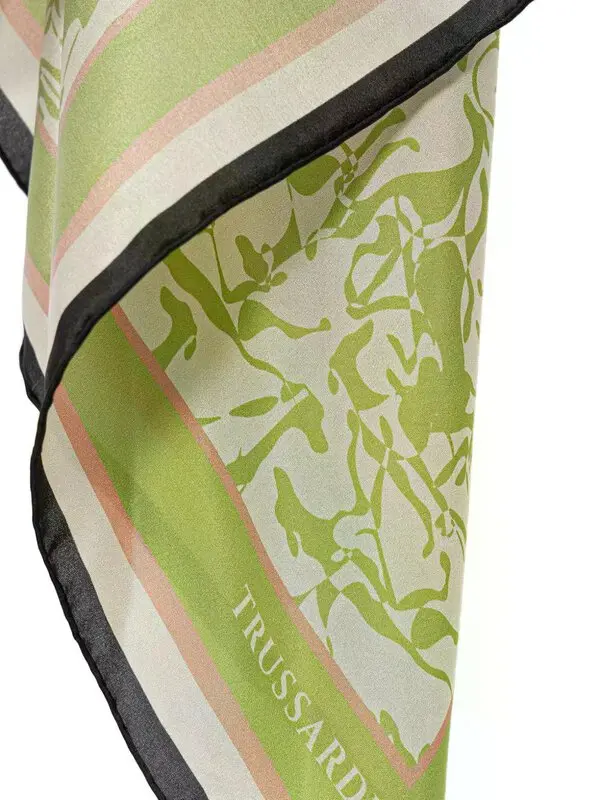 TRUSSARDI Greyhound-print Border-stripe Scarf