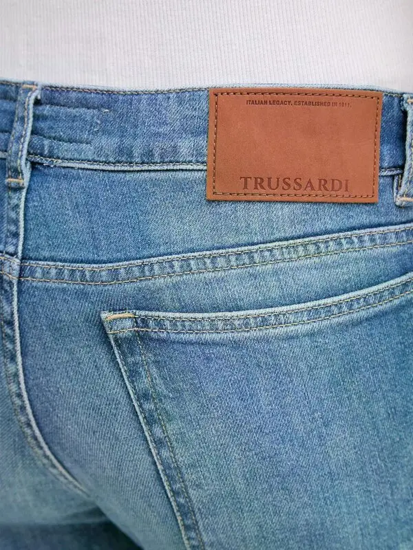 TRUSSARDI Faded Effect Logo Patch Jeans