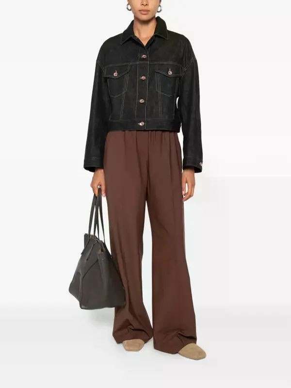 Brunello Cucinelli Cropped Denim Jacket With Contrast Stitching
