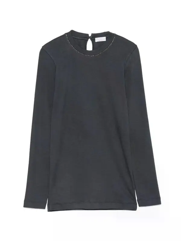 Brunello Cucinelli Monili-trim Long-sleeve T-shirt - Blue