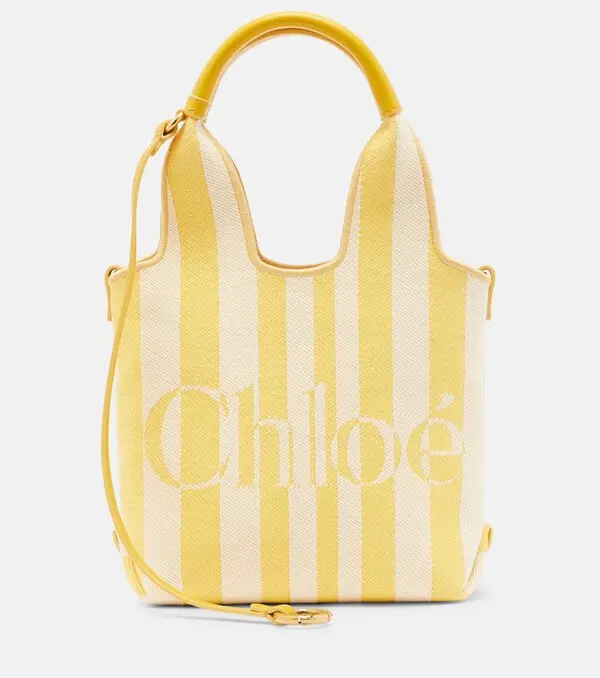 Chloé Stripy Mini Jacquard Top-handle Bag - Yellow