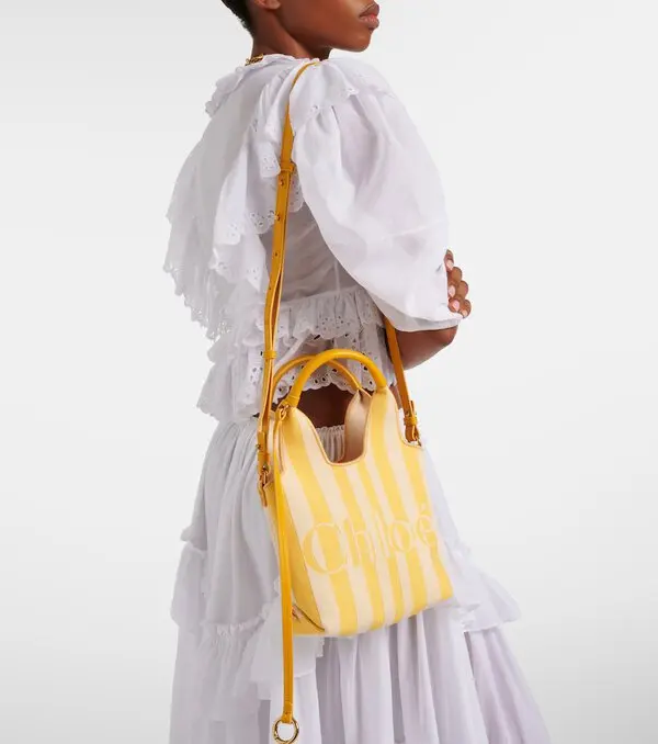 Chloé Stripy Mini Jacquard Top-handle Bag - Yellow