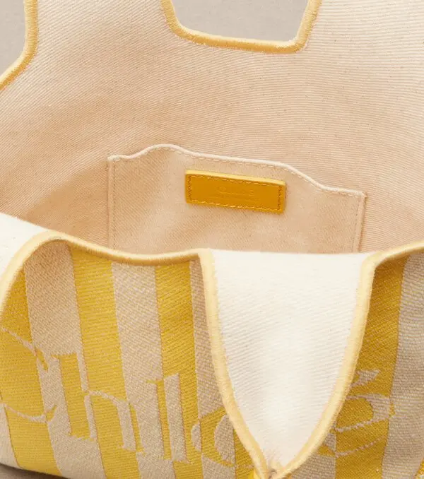 Chloé Stripy Mini Jacquard Top-handle Bag - Yellow