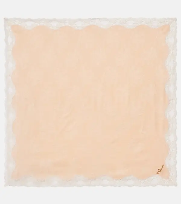 Chloé Embellished Lace-trimmed Silk Jacquard Scarf - Pink