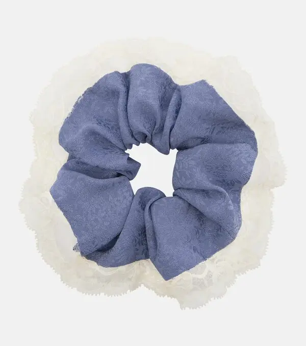 Chloé Lace-trimmed Silk Jacquard Scrunchie - Purple