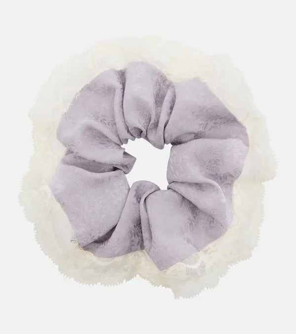 Chloé Lace-trimmed Floral Silk Jacquard Scrunchie - Purple