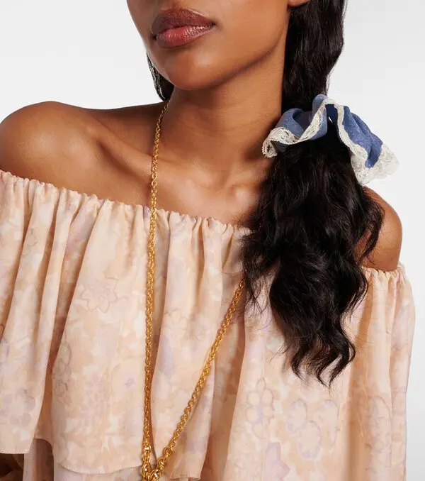 Chloé Lace-trimmed Floral Silk Jacquard Scrunchie