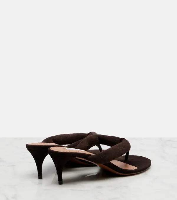 Alaïa Suede Thong Sandals - Brown