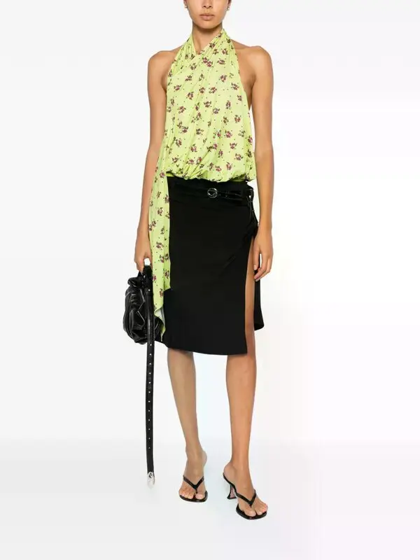 Coperni Belted Ruched Midi Skirt - Black