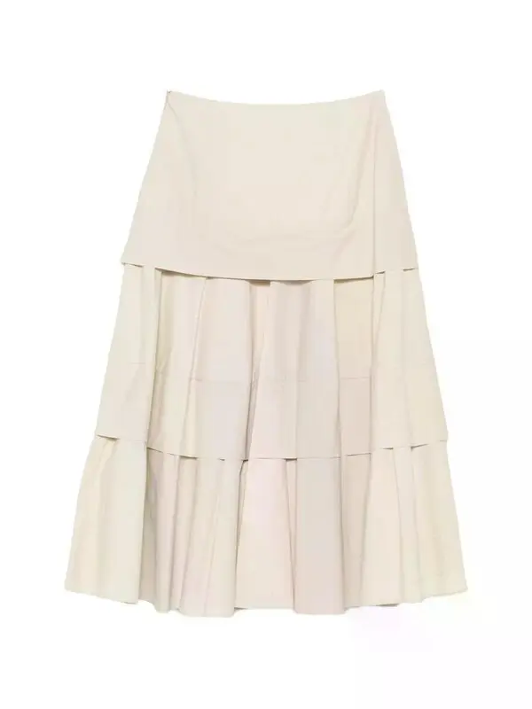 Rochas Tiered Pleated Midi Skirt - Neutrals