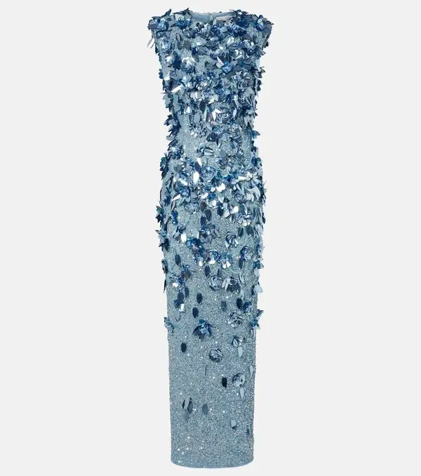 Rachel Gilbert Hugo Sequined Gown - Blue