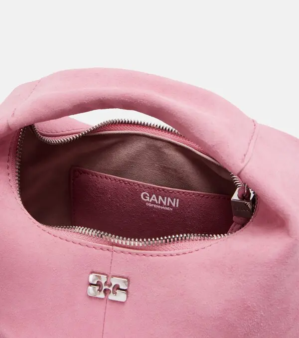 GANNI Suede Mini Top Handle Bag - Pink