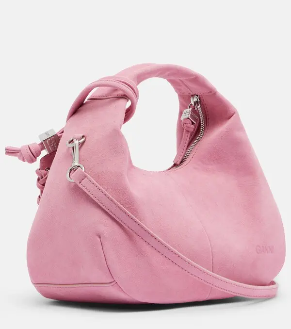 GANNI Suede Mini Top Handle Bag - Pink