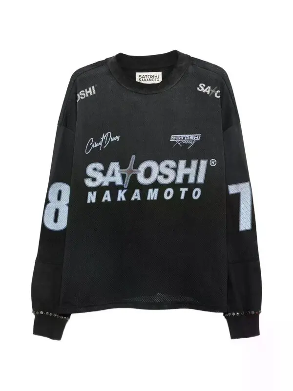 SATOSHI NAKAMOTO Logo-print Mesh T-shirt