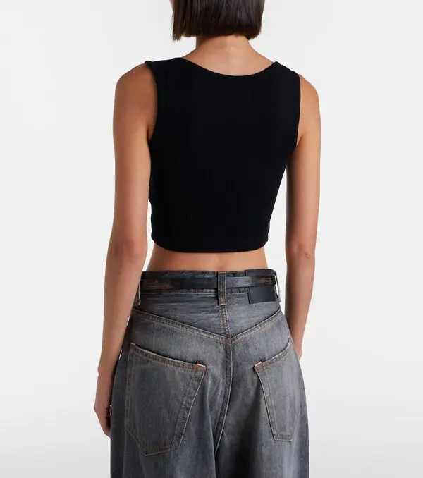 VIVIENNE WESTWOOD Orb Ribbed Knit Crop Top - Black