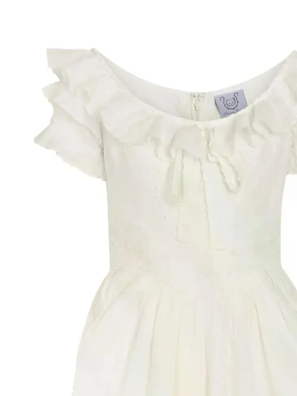 Thierry Colson White Ruffled Midi Dress