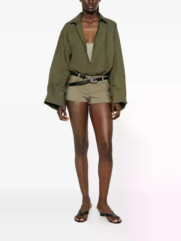 THE FRANKIE SHOP Belt-loop Concealed-fastening Shorts - Green