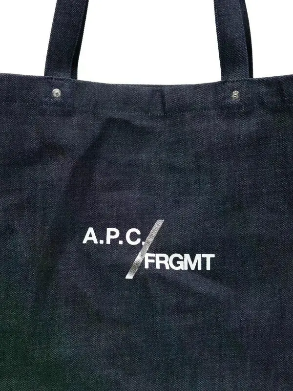 A.p.c. Denim Shoulder Bag With Logo Print