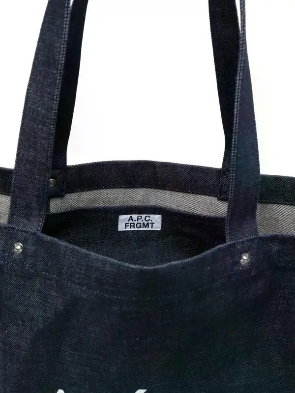 A.p.c. Denim Shoulder Bag With Logo Print