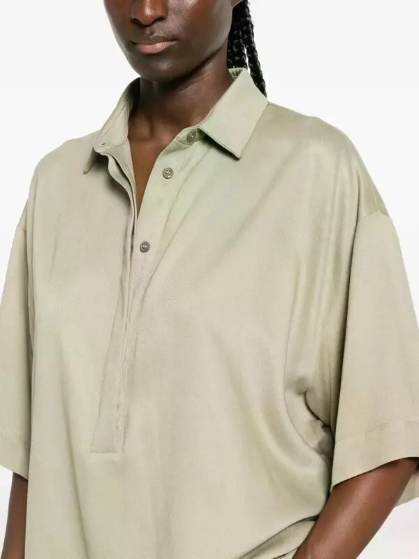 THE FRANKIE SHOP Eda Fluid Polo Shirt - Green