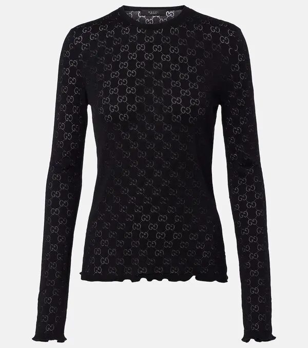 Gucci Gg Cotton-blend Devoré T-shirt - Black