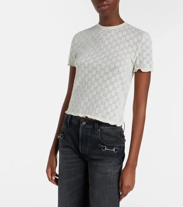 Gucci Gg Cotton-blend Devoré T-shirt - White