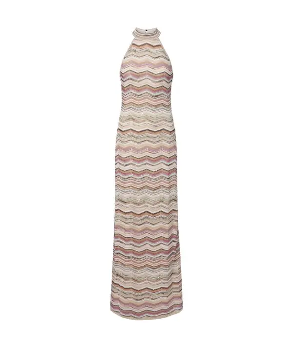 Missoni Zigzag Halterneck Sequined Lamé Maxi Dress - Multicoloured