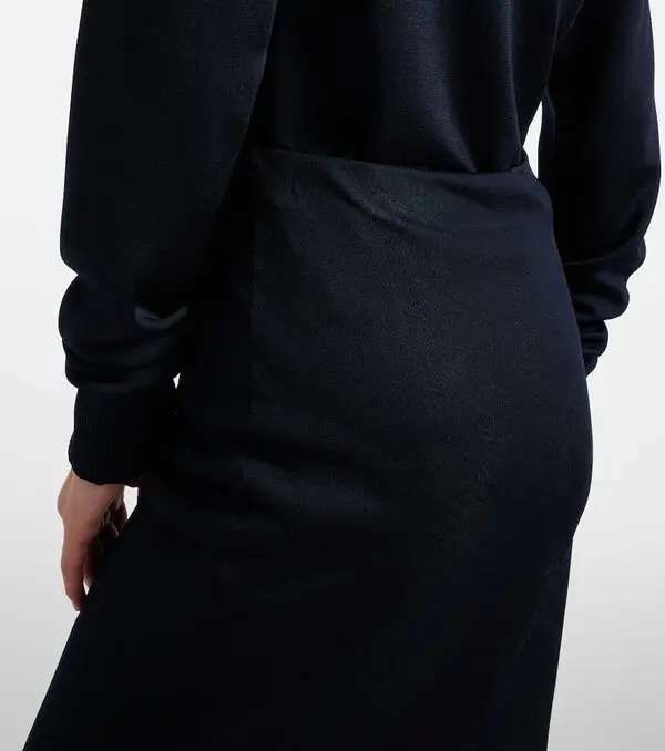 Bottega Veneta Knitted Silk Midi Skirt With Fringe Detail