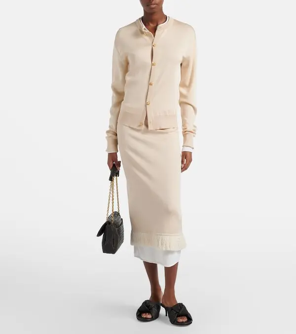 Bottega Veneta Nodo Quadro Layered Silk Cardigan