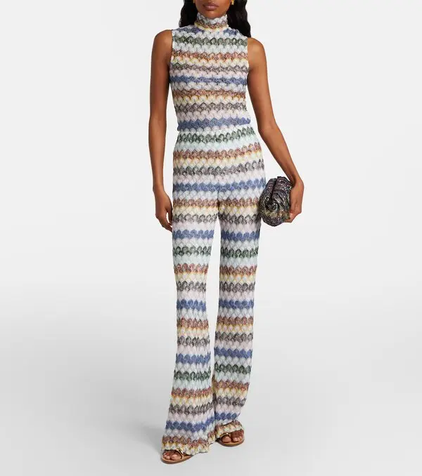Missoni Knitted Lamé Flared Pants - Multicoloured
